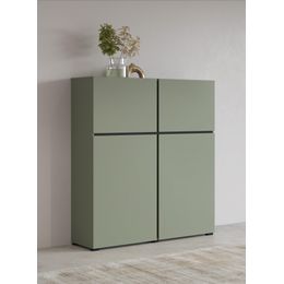 Highboard Inosign, B:119,5cm H:139cm T:40cm, gr&uuml;n, FSC-zertifizierter Holzwerkstoff, Melamin, Wohnzimmer, Sideboards, "Cross, moderne grifflose