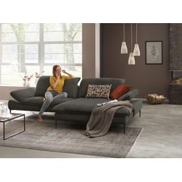 Ecksofa W.Schillig, B:294cm H:87cm T:185cm, grün, Chenille-Flachgewebe R66 (85% Polyester, 15% Nylon);Longlife Xtra-Leder Z59: Glattleder mit