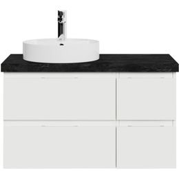 Waschtisch SAPHIR, B:88cm H:61,2cm T:44,5cm, wei&szlig;, Spanplatte, Badezimmer, Waschtische, "Serie 4035 Keramik-Aufsatzbecken mit Unterschrank, 88 cm