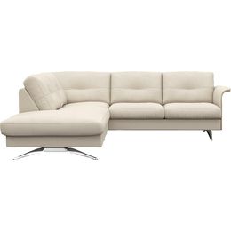 Ecksofa FLEXLUX, B:236cm H:81cm T:224cm, weiß, 100% Echteder, Wohnzimmer, Sofas, "Glow, super bequem durch hochwertigem Sitzaufbau mit Federkern,