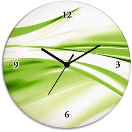 Wanduhr Artland, T:1,8cm, gr&uuml;n, Wohnzimmer, Wanduhren, "Abstrakte Welle", wahlweise mit Quarz- oder Funkuhrwerk, lautlos ohne Tickger&auml;usche