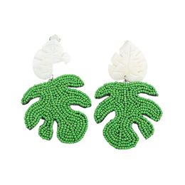 Damen Paar Ohrclips "Leaf", gr&uuml;n, Collezione Alessandro, Glas, Ohrringe