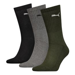 Puma Herren Socken "Puma UNISEX CREW SOCK 3P", Gr. 39, gr&uuml;n, Baumwollmischung, Socken, mit farblichem Logo