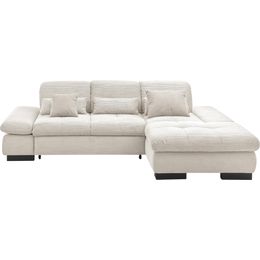 Ecksofa, B:284cm H:80cm T:190cm, weiß, SET ONE BY Musterring, 100% Polyester, Wohnzimmer, Sofas, "SO4100 V", mit verstellbaren Kopfteilen, wahlweise