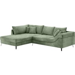 Ecksofa MR. COUCH, B:317cm H:98cm T:228cm, grün, Dolce (100% Polyester), Wohnzimmer, Sofas, "Portofino L-Form", 4 Bezugsqualitäten, 13,5 cm hohe