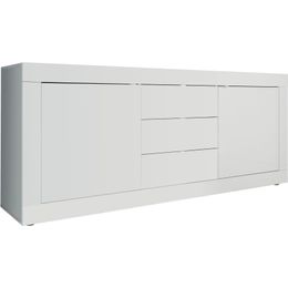 Sideboard Inosign, B:210cm H:86cm T:43cm, weiß, Wohnzimmer, Sideboards, "Basic Breite 210 cm, Kommode 2 Türen, 3 Schubkästen, Anrichte", Metallgriff,