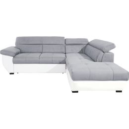 Ecksofa COTTA, B:262cm H:79cm T:102cm, grau, Kunstleder SOFTLUX / Struktur (100% Polyester);Edles Flachgewebe (100% Polyester) / Feine Struktur (100%