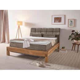 Boxspringbett Home Affaire, B:179cm L:231cm, grün, Polyester, Komplettbetten, "Villads", Liegefläche: 160/200 cm aus Balkeneiche,