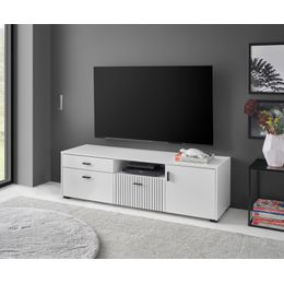 Lowboard Inosign, B:150cm H:44cm T:42cm, schwarz-wei&szlig;, Holzwerkstoff, Wohnzimmer, Sideboards, "Hudson", in moderner Trendfarbe, Griffe aus Metall