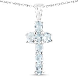 VIRA JEWELS Damen Kette mit Anhänger "925-Sterling Silber rhodiniert Glänzend Aquamarine hellblau", 45cm, 1,05, Silber 925 (Sterlingsilber), L: 45 B:
