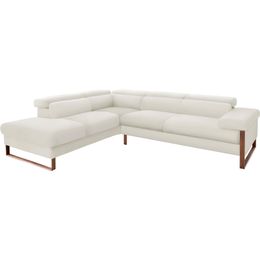 Ecksofa W.Schillig, B:281cm H:71cm T:230cm, weiß, Flachgewebe S22 (100% Polyester);Stoff S37 (100% Polyester);Longlife Xtra-Leder Z59: Glattleder mit