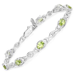 VIRA JEWELS Damen Armband "925-Sterling Silber rhodiniert Glänzend Peridot grün", 19cm, Silber 925 (Sterlingsilber), weiß, Silber 925