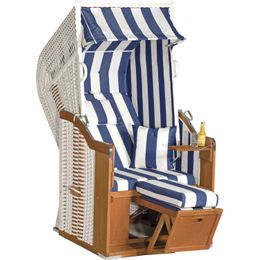 SUNNYSMART Strandkorb "Rustikal 250 Plus 1-Sitzer", weiß, B:95cm H:160cm T:90cm, Strandkörbe, 1-Sitzer, komplett montiert, Oberkorb in einem Stück