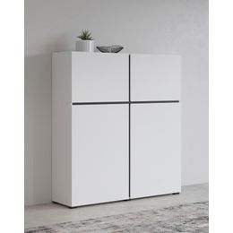 Highboard Inosign, B:119,5cm H:139cm T:40cm, weiß, FSC-zertifizierter Holzwerkstoff, Melamin, Wohnzimmer, Sideboards, "Cross, moderne grifflose