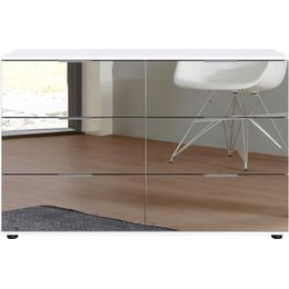 Schubkastenkommode wimex, B:130cm H:83cm T:41cm, wei&szlig;, Spanplatte, Sideboards, "Saigon", mit 6 Schubladen, wahlweise Glas-oder Spiegelfronten