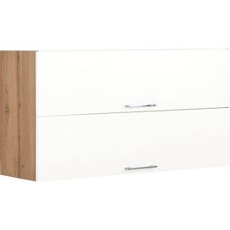 Klapphängeschrank KOCHSTATION, B:110cm H:57cm T:34cm, weiß, Holzwerkstoff, Schränke, "KS-Colmar", 110 cm, mit Metallgriff, für viel Stauraum
