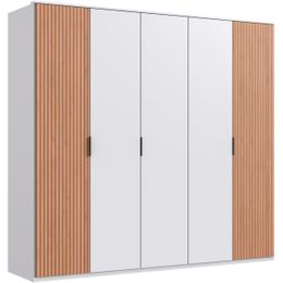 Dreht&uuml;renschrank wimex, B:225cm H:210cm T:58cm, wei&szlig;, Spanplatte, Schr&auml;nke, "Tunis", inklusive Kranzleiste, T&uuml;ren in Lamellen Optik