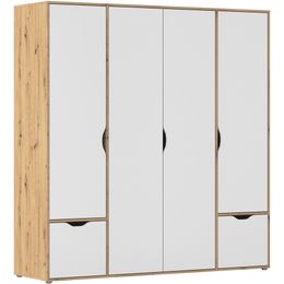 Drehtürenschrank Rauch, B:187cm H:194cm T:53cm, weiß, Holzwerkstoff, Schränke, "Kleiderschrank Schrank Garderobe Wäscheschrank NARAI mit Schubladen",