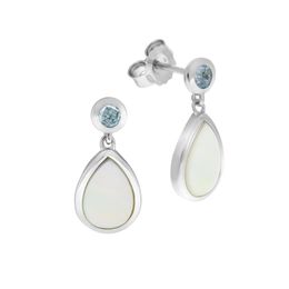 ZEEme Damen Paar Ohrh&auml;nger "925/- Sterling Silber Blautopas Perlmutt", one-size, 0,38, Silber 925 (Sterlingsilber), wei&szlig;, Silber 925
