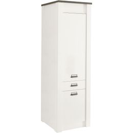 Vorratsschrank Home Affaire, B:62cm H:201cm T:64cm, wei&szlig;, Holzwerkstoff, K&uuml;che, Schr&auml;nke, "Sherwood", mit Apothekergriffen aus Metall, Tiefe 64 cm