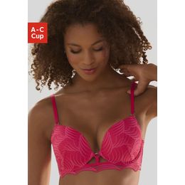 Lascana Damen Push-up-BH "Marla", Gr. 70, pink, Spitze, Obermaterial: 51% Polyamid, 44% Polyester, 5% Elasthan, BHs, mit integrierten Kissen und