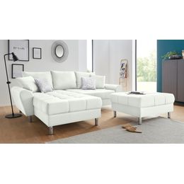 Ecksofa Collection AB, B:235cm H:86cm T:188cm, weiß, Struktur (100% Polyester); Samtoptik (100% Polyester), Wohnzimmer, Sofas, "Rada L-Form",
