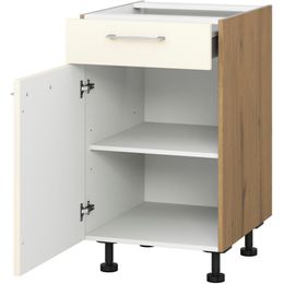 Unterschrank KOCHSTATION, B:50cm H:75cm T:56cm, weiß, Küche, Schränke, "KS-Trea US50", mit einem Auszug und einer Tür, Einlegeboden, Breite 50 cm,