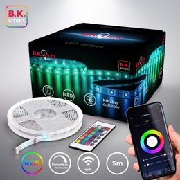 B.K.LICHT LED-Streifen, Dioden 150 Stk., Gesamtlänge 5m, weiß, Küche, Lichterketten, 5m Smart Home LED Band dimmbar mit WiFi App-Steuerung