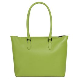 CLUTY Damen Shopper, grün, Leder, leicht glänzend, unifarben, Taschen, echt Leder, Made in Italy