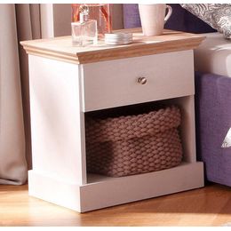 Nachtkonsole Home Affaire, B:45cm H:45cm T:35cm, weiß, FSC-zertifizierter Holzwerkstoff, MDF, Sideboards, "Binz", mit einem schönen Metall
