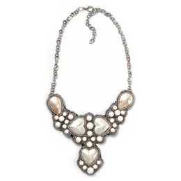 Damen Statementkette "Karlotta", wei&szlig;, Basic, Collezione Alessandro, Glas, Halsketten, mit unterschiedlichen Glasperlen