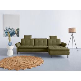 Ecksofa Inosign, B:267cm H:83cm T:174cm, grün, 98% Polyester 2% Polyamid, Wohnzimmer, Sofas, "Birkholm L-Form", Armlehnverstellung, auch in Easy