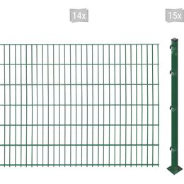 Arvotec Doppelstabmattenzaun "ESSENTIAL 123 zum Aufschrauben", H/L: 123cm x 28m, Pfosten: 15 Stk., grün, Zaunelemente, Zaunhöhe 123 cm, Zaunlänge 2 -