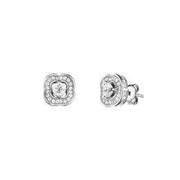 JULIE JULSEN Damen Paar Ohrstecker "925 Silber rhodiniert Bl&uuml;te Zirkonia", one-size, Silber 925 (Sterlingsilber), wei&szlig;, Silber 925 (Sterlingsilber),