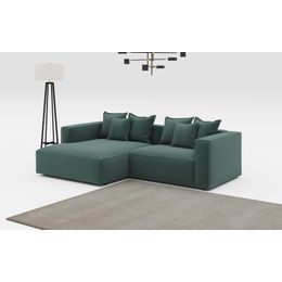 Ecksofa Inosign, B:284cm H:72cm, grün, 100% POLYESTER (PES), Wohnzimmer, Sofas, "Cowboy L-Form", mit 6 Kissen, kubisches Sofa