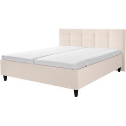 Polsterbett Alina, B:196cm H:102cm L:213cm, wei&szlig;, Struktur fein XBO (100% Polyester), Betten, "Ricardo", F&uuml;&szlig;e schwarz