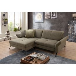 Ecksofa, B:259cm H:84cm T:167cm, grün, SET ONE BY Musterring, 100% Polyester, Wohnzimmer, Sofas, "SO 4400 V", wahlweise mit motorischer Bettfunktion