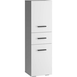 Midischrank Inosign, B:38cm H:130cm T:35cm, weiß, Spanplatte, Badezimmer, Schränke, "Skara", verstellbarer Einlegeböden hinter jeder Tür, Breite 38