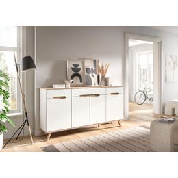 Sideboard Home Affaire, B:185cm H:95cm T:40cm, weiß, FSC-zertifizierter Holzwerkstoff, Wohnzimmer, Sideboards, "Alesund, Breite 185 cm, 4 Türen, 1
