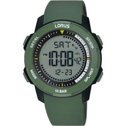 Lorus Herren Chronograph, grün, Armbanduhren, Armbanduhr, Quarzuhr, Herrenuhr, bis 10 bar wasserdicht, digital
