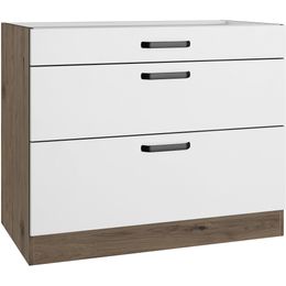 Wiho-K&uuml;chen Unterschrank WIHO K&Uuml;CHEN, B:90cm H:82cm T:57cm, wei&szlig;, Holzwerkstoff, K&uuml;che, Schr&auml;nke, "Elba, mit zwei Ausz&uuml;gen", in den Breiten 90 und 100 cm
