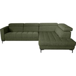Ecksofa Alina, B:306cm H:105cm T:222cm, grün, Struktur TAT (100% Polyester), Wohnzimmer, Sofas, "Bahira", Inkl. Rückenlehnen- und