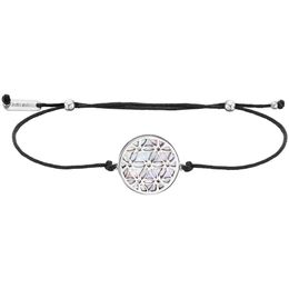 JULIE JULSEN Damen Armband "925/- Sterling Silber Blume des Lebens mit Textilband", 20cm, Silber 925 (Sterlingsilber), wei&szlig;, Silber 925