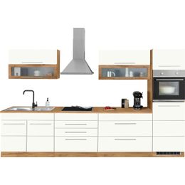 K&uuml;chenzeile KOCHSTATION, B:340cm T:60cm, wei&szlig;, Komplettk&uuml;chen-Sets, "KS-Wien", Breite 340 cm, wahlweise mit E-Ger&auml;ten und Induktion