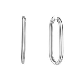 ZEEme Damen Paar Creolen "Silber 925 rhodiniert oval 31mm lang", one-size, Silber 925 (Sterlingsilber), wei&szlig;, Silber 925 (Sterlingsilber), Ohrringe