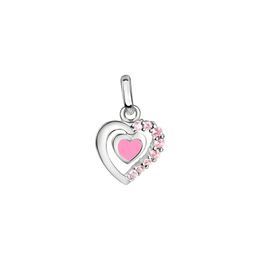 Vivance Kinder Kettenanhänger "925 Sterling Silber rhodiniert Herz Zirkonia", one-size, Silber 925 (Sterlingsilber), 0,5 g, weiß, Silber 925