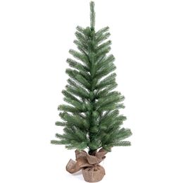 IC WINTERWORLD Künstlicher Weihnachtsbaum "Tannenbaum, künstlicher Christbaum", H: 120cm bis, grün, Weihnachtsbäume, Weihnachtsdeko mit Jutebeutel um