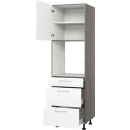 Backofenumbauschrank KOCHSTATION, B:60cm H:195cm T:56cm, wei&szlig;, Schr&auml;nke, "KS-Trea SB2AS-195-3", mit zwei T&uuml;ren und zwei Einlegeb&ouml;den, H&ouml;he 195 cm