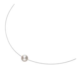 Smart Jewel Damen Collier "schwebende Perle, Silber 925", 45cm, Silber 925 (Sterlingsilber), wei&szlig;, Silber 925 (Sterlingsilber), Halsketten