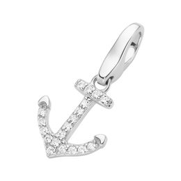 Damen Charm Anker "Anker mit Zirkonia, Silber 925", weiß, Giorgio Martello MILANO, Silber 925 (Sterlingsilber), Charms